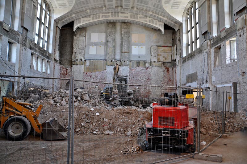 Construction Work Inside the Building. Stock Photo - Image of ...