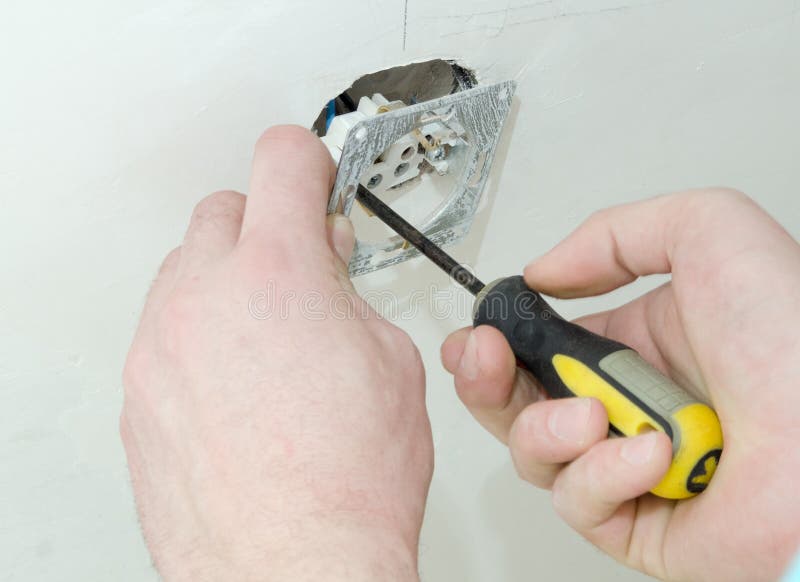 Construction Work, Installation of the Electrical Panel in the W Stock ...