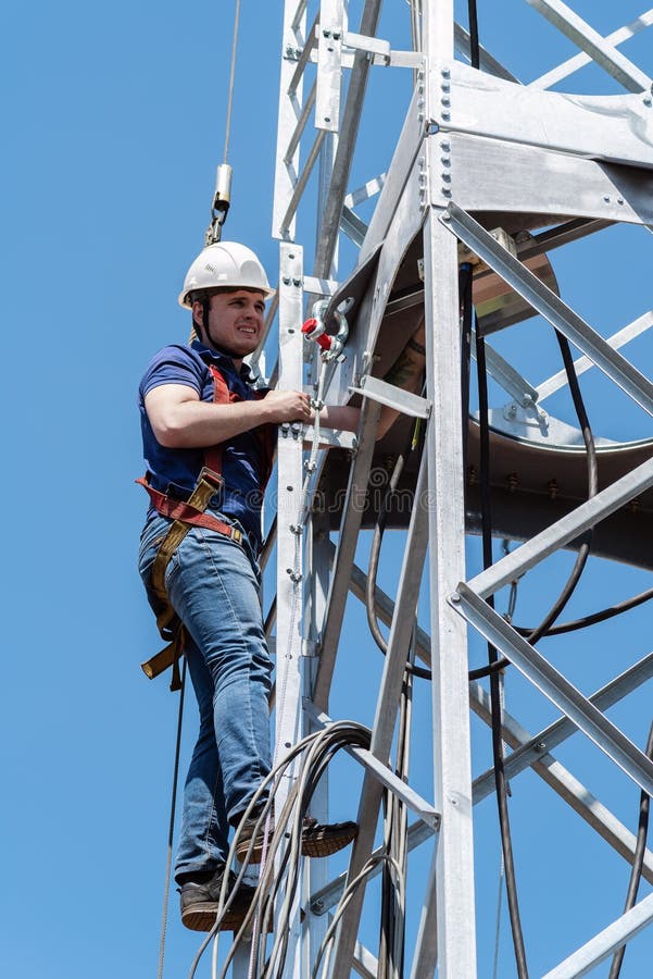 Installation of a Truss Tower of a Wind Turbine Using a Crane Stock ...