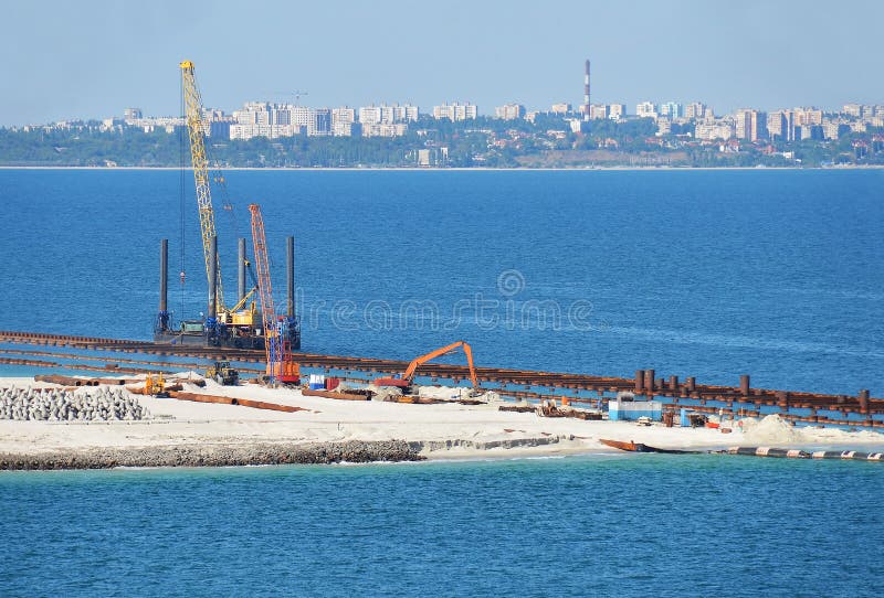 Construction Work of New Terminal in Port Stock Image - Image of export ...