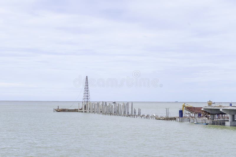 Construction Work with Pile in the Sea Stock Photo - Image of jetty ...