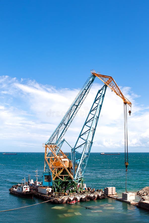 Construction work in port stock image. Image of machines - 21354397