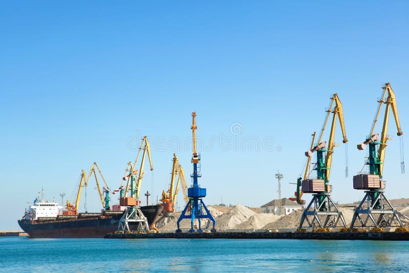 Construction Work at the Port Crane Stock Image - Image of industrial ...