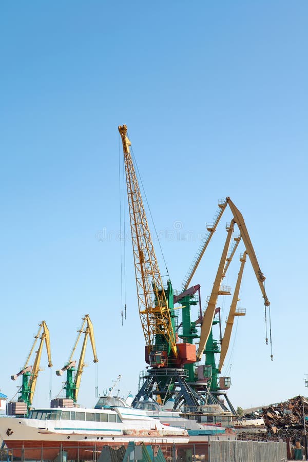 Construction Work at the Port Dock Crane Stock Image - Image of high ...