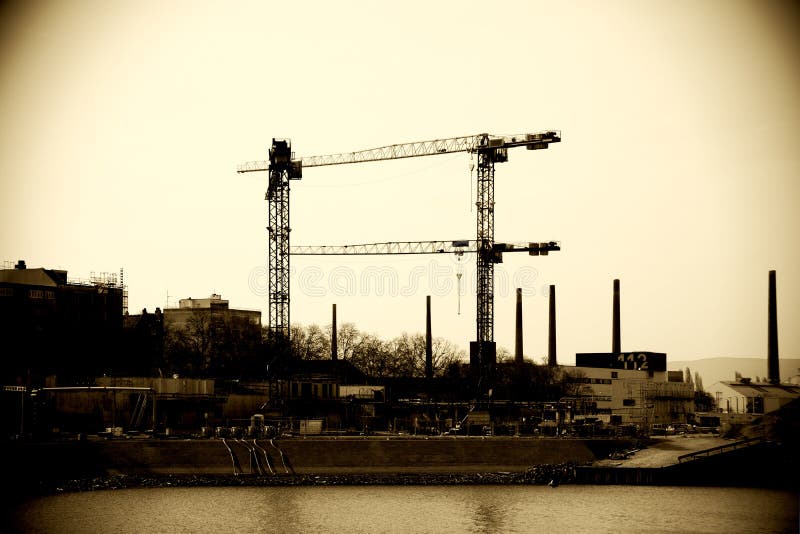 Construction Work Port Mainz Stock Photo - Image of limitation, filters ...