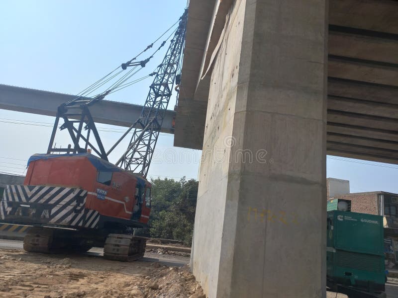 Construction Work in Progress - Overhead Highway Bridge is Being ...