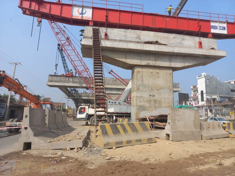 Construction Work in Progress - Overhead Highway Bridge is Being ...