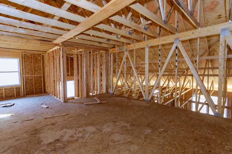 Construction Work in Progress an Unfinished House with Wooden Framing ...