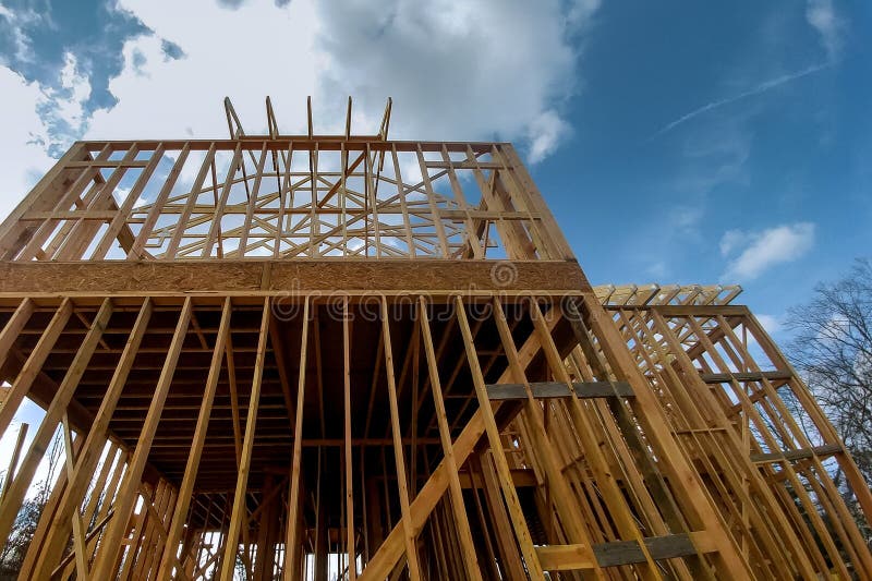 Viewing Construction Work in Progress on an Unfinished House with ...