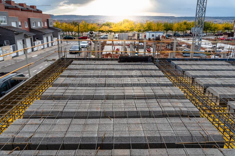 Construction Work on a Reinforced Concrete Slab Stock Image - Image of ...