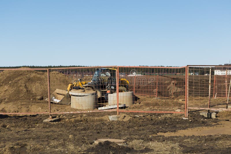 Construction Work on the Road. Stock Image - Image of excavator, digger ...