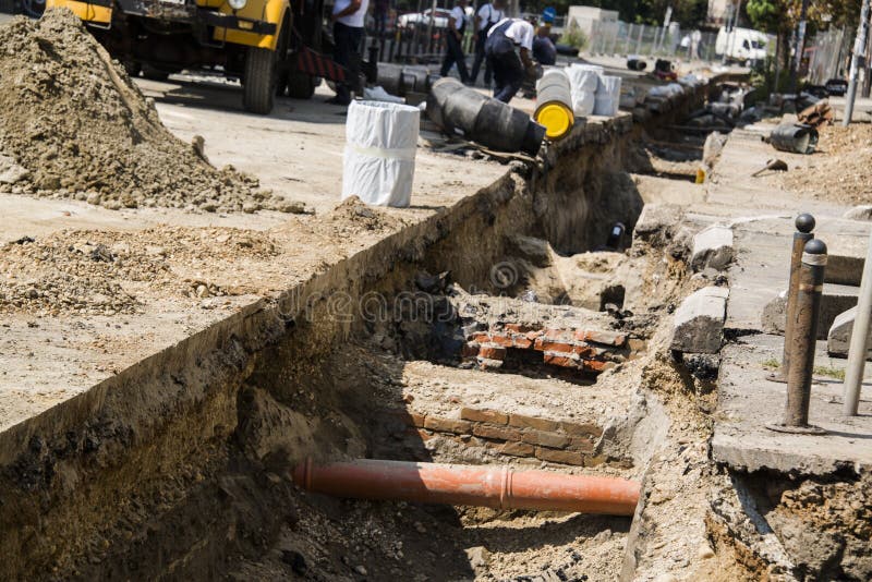 Construction Work on the Road Stock Image - Image of earth, loader ...