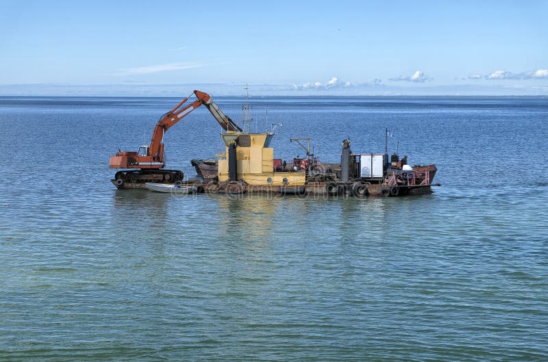 Construction work at sea stock image. Image of small - 78284747