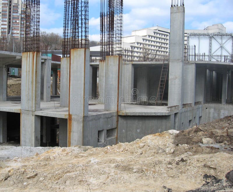 Construction work site stock photo. Image of poles, hoist - 87692490