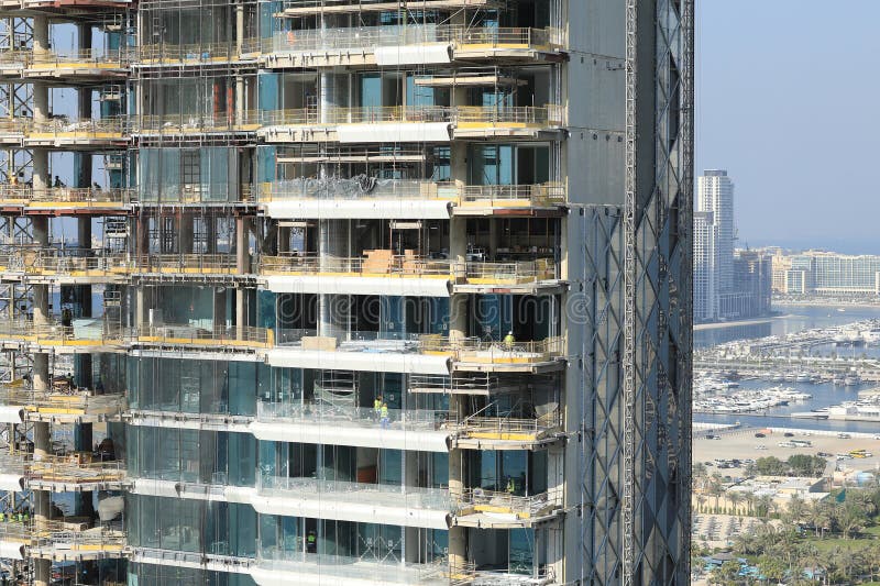 Construction Work on Skyscrapers in Dubai Stock Image - Image of aerial ...