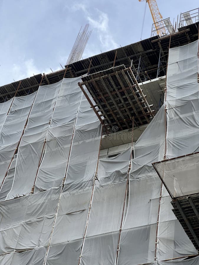 Construction Work Under the Scaffolding. High Quality Photo Stock Image ...