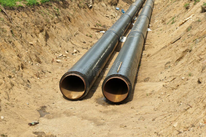 Construction Work. Workers. Pipe Laying. Repair of Communications Stock ...