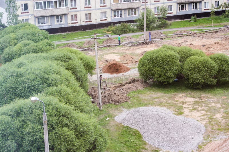 Construction Work in the Yard Editorial Stock Image - Image of ...