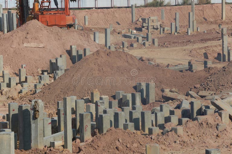 Construction Work Zones of Piling Where Piles are Driven into the ...