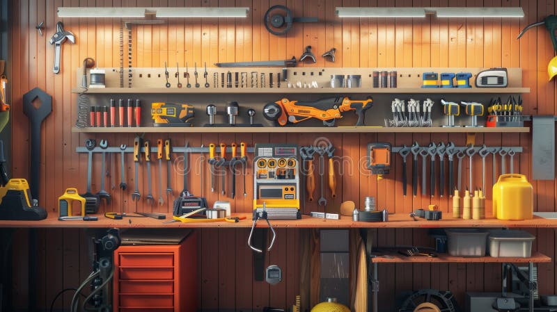 Construction Workbench with an Array of Tools and Supplies for DIY ...