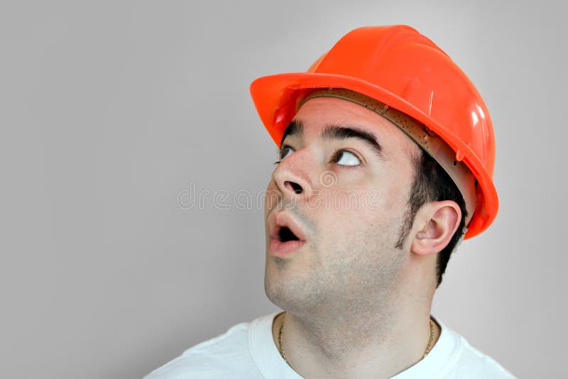 Construction man thinking stock image. Image of wonder - 21877985