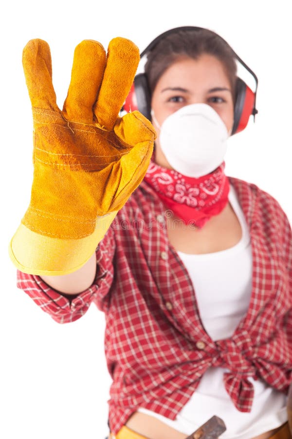 Portrait of Male Worker Wearing Dust Mask at Construction Site Stock ...