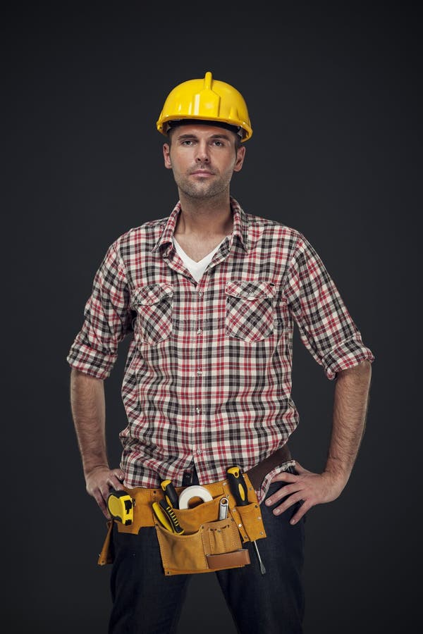 Handsome Construction Worker Stock Photo - Image of architecture, built ...