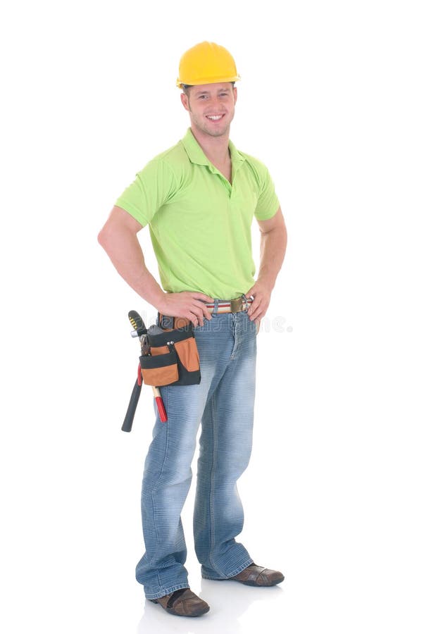 Full Length Construction Worker Stock Image - Image of document, notes ...