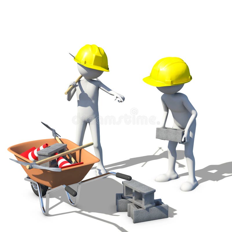 Construction Worker in Action Stock Illustration - Illustration of ...