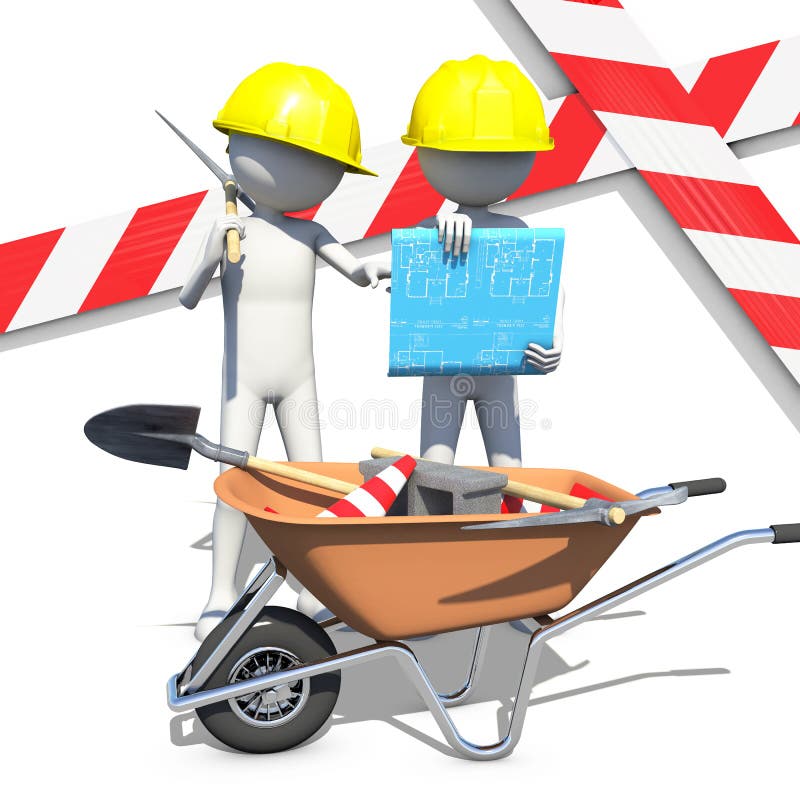 Construction Worker in Action with Construction Site Tape Stock ...