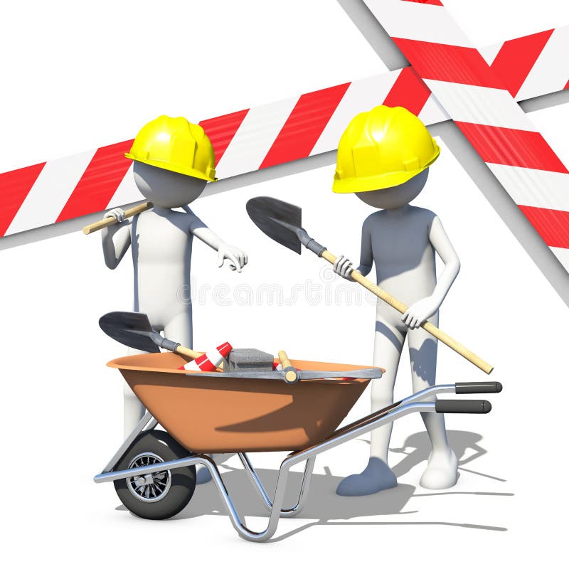 Construction Worker in Action with Construction Site Tape Stock ...