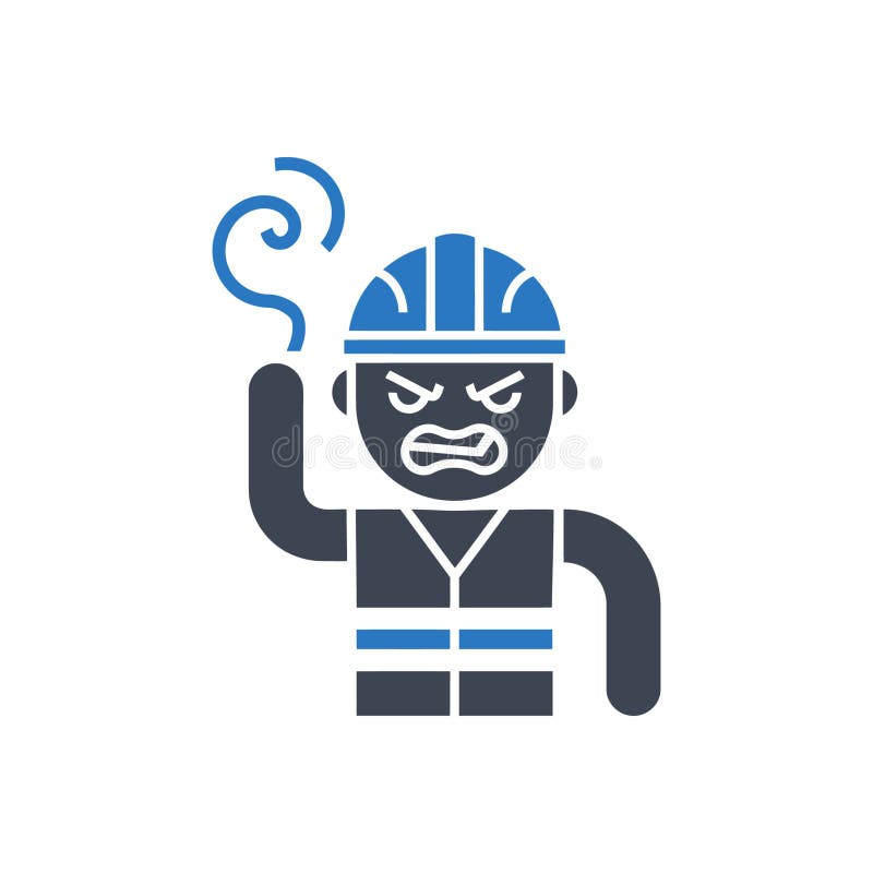 Construction Worker Angry Expression Icon Stock Illustration ...