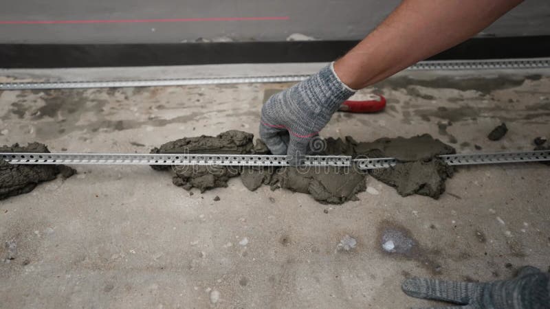 Construction Worker Applying Cement on Metal Lath Stock Video - Video ...
