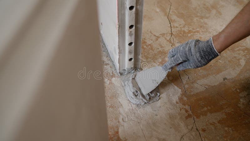 Construction Worker Building Wall Lightweight Concrete Blocks Stock ...
