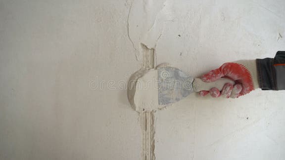Construction Worker Applying Plaster on Wall Corner Stock Image - Image ...
