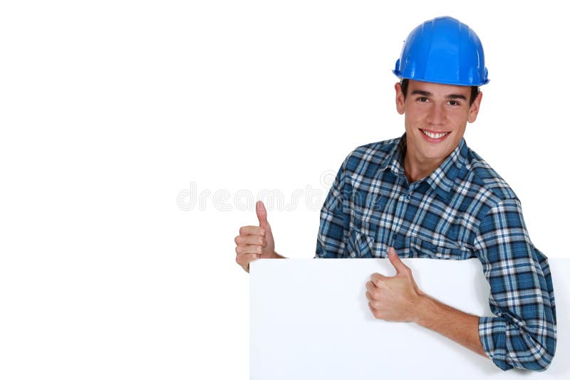 Construction Worker Approving a Board Stock Image - Image of adult ...
