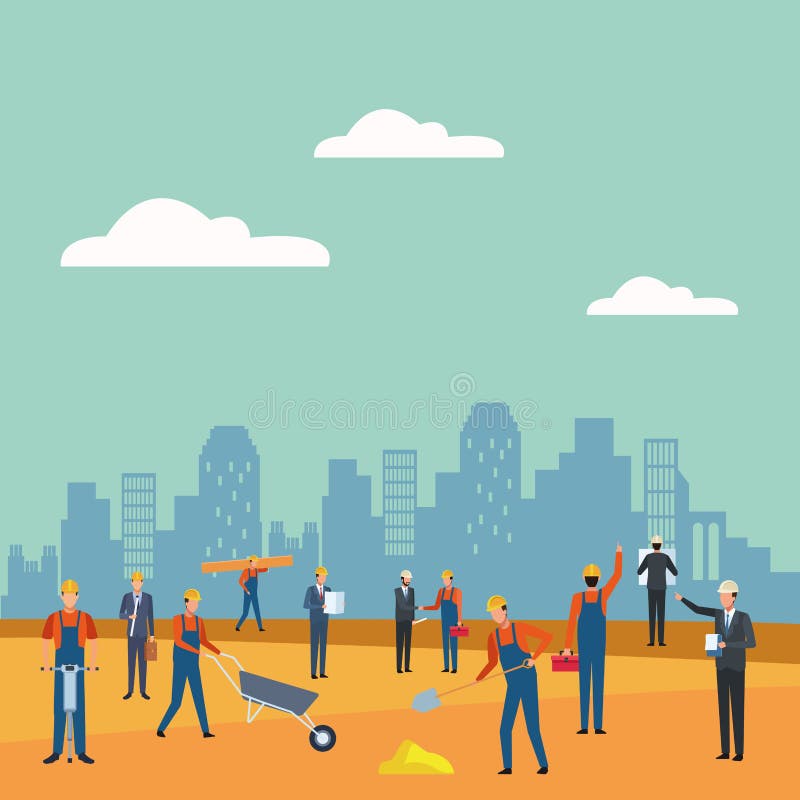 Construction Worker and Architect Stock Vector - Illustration of person ...