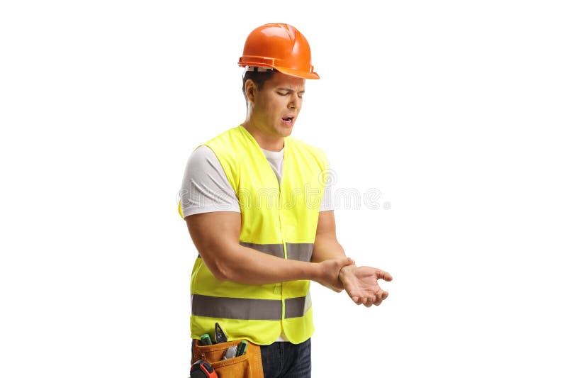 Construction Worker with Arm Injury Stock Photo - Image of health ...