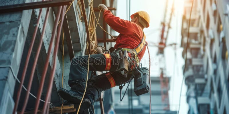 Construction Worker Ascending Building. Created by Generative ...