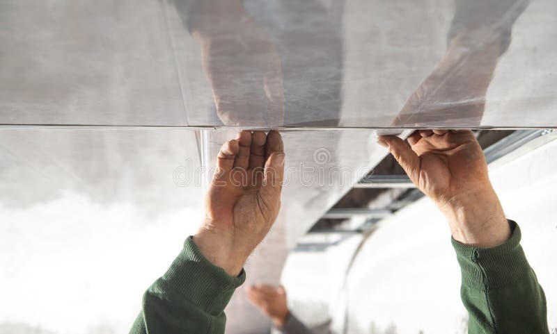 Construction Worker Assemble a Suspended Ceiling Stock Photo - Image of ... Construction Worker Assemble a Suspended Ceiling Stock Photo - Image of ...