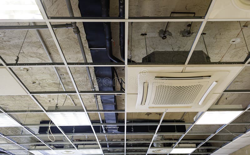 Construction Worker Assemble a Suspended Ceiling Stock Image - Image of ...