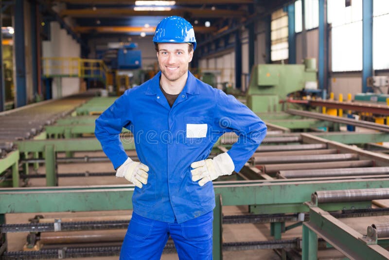 Construction Worker in Assembly Hall Stock Image - Image of factory ...