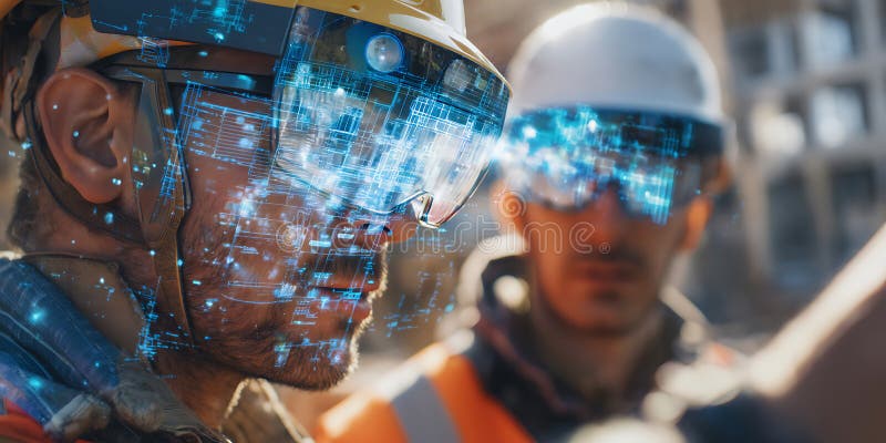 Construction Worker Augmented Reality Futuristic Hard Hat Safety ...