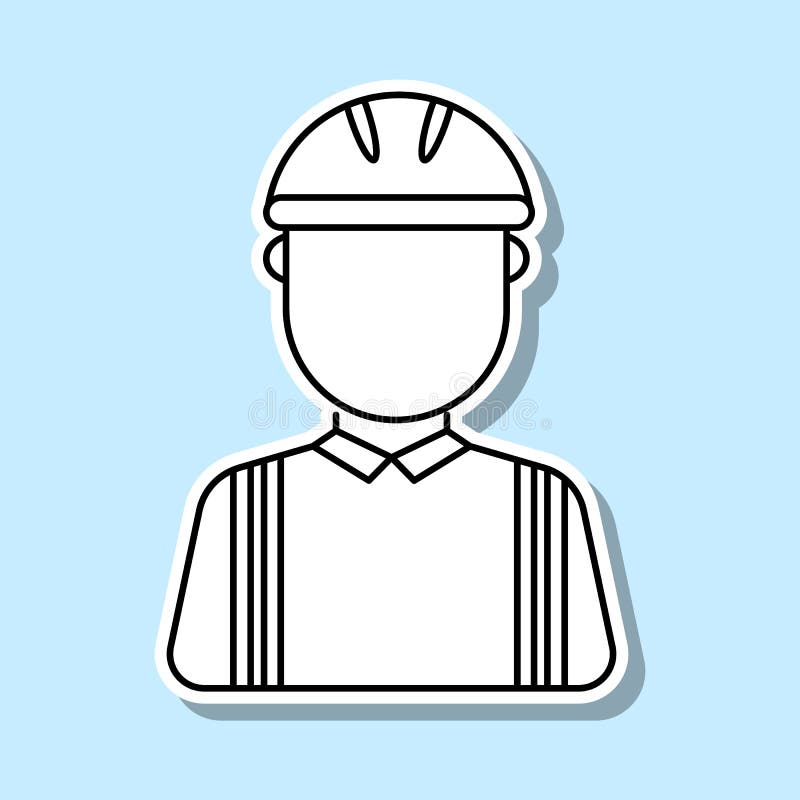Construction Worker Avatar Sticker Icon. Simple Thin Line, Outline ...