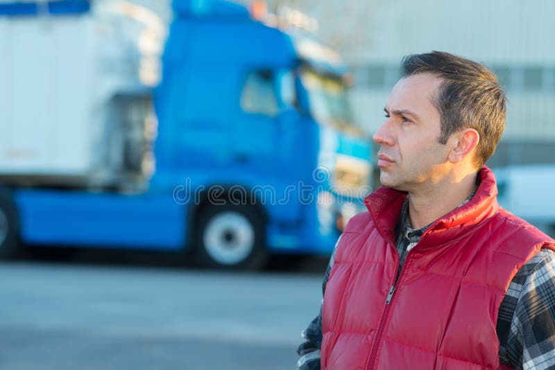 Construction Worker at Back Lorry Stock Photo - Image of demolition ...