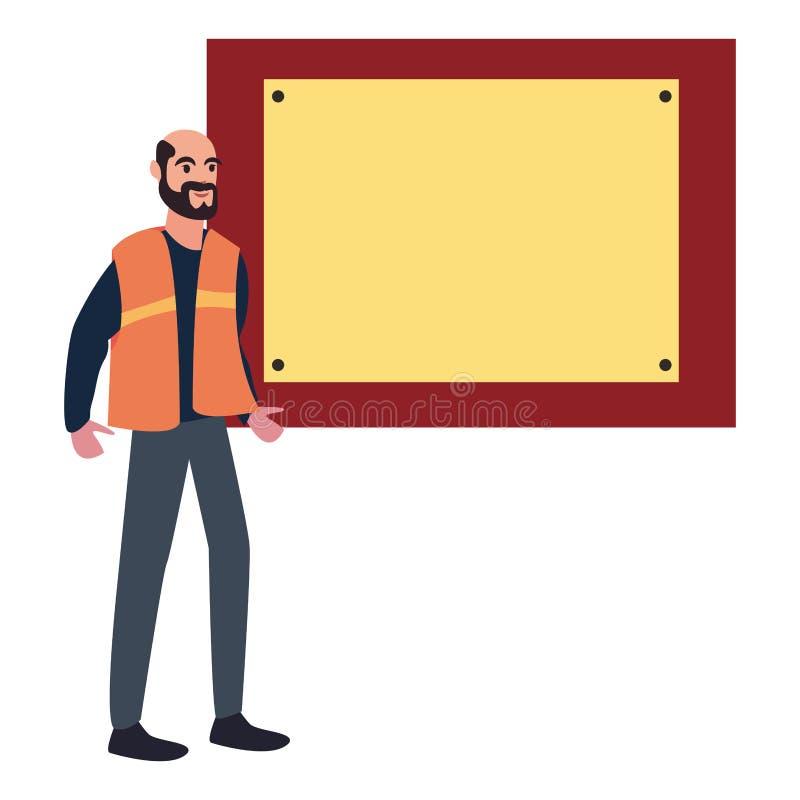 Construction worker board stock illustration. Illustration of work ...
