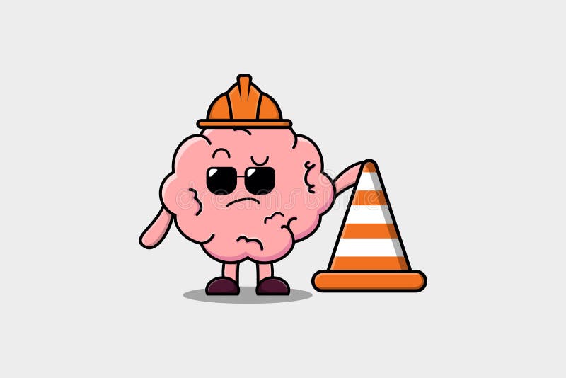 Construction Worker Brain Cute Character Mascot Stock Vector ...