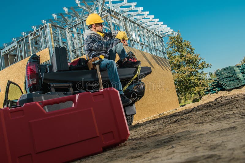 Construction Worker Break stock image. Image of market - 137976117
