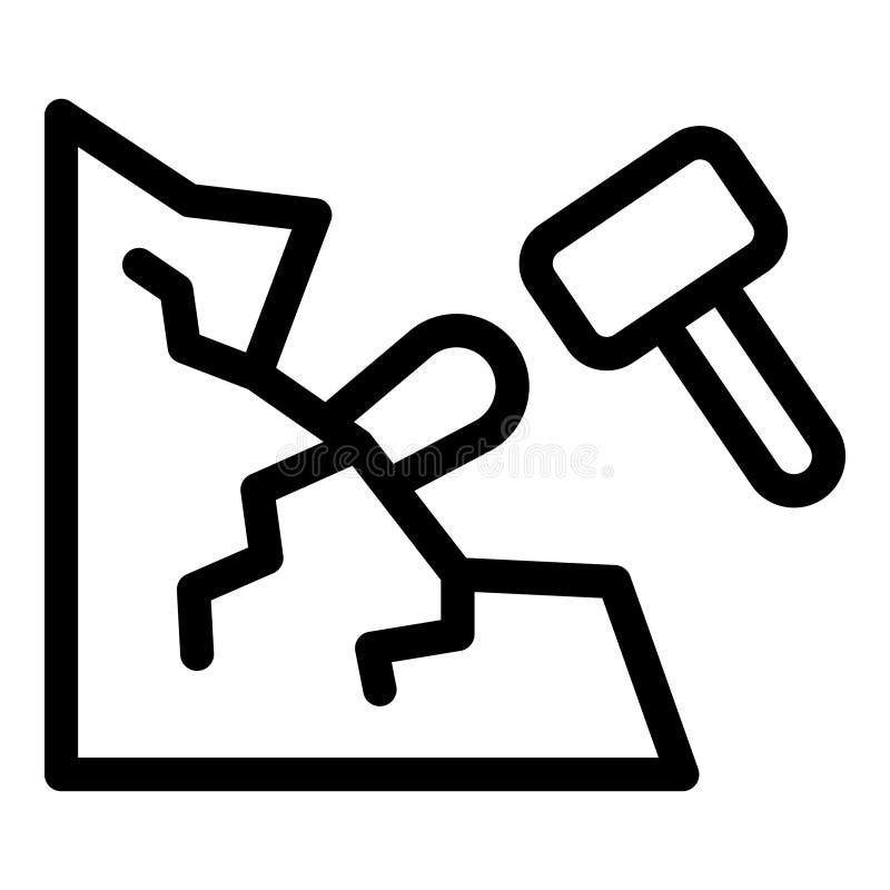 Construction Worker Breaking Wall with Sledgehammer Icon Stock Vector ...
