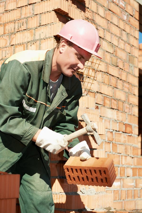 Construction Worker Bricklayer Stock Photo - Image of labor, masonry ...